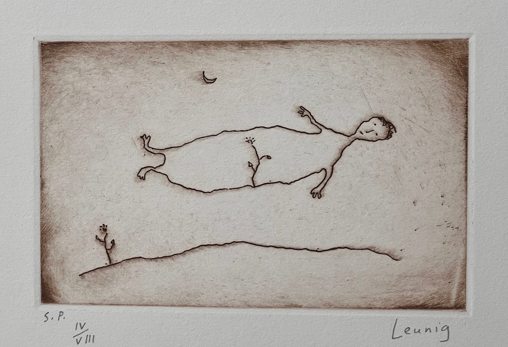 Michael Leunig 'Untitled' - (floating man, plant) – PG Gallery